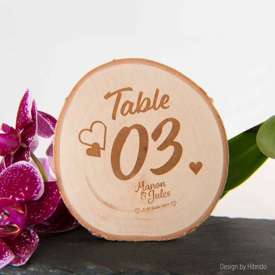 Numérotation de table en bois - Idéal pour un mariage champêtre